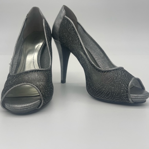 Style & Co. | Shoes | Metallic Silver Sheer Open Toe 4 Inch Heel | Poshmark